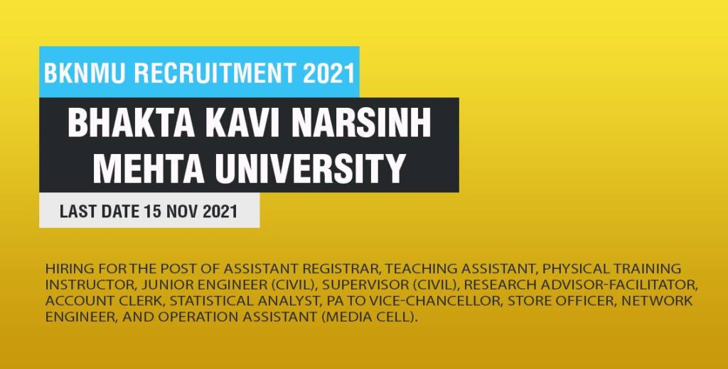BKNMU Recruitment 2021 for Teaching & Non-Teaching Posts